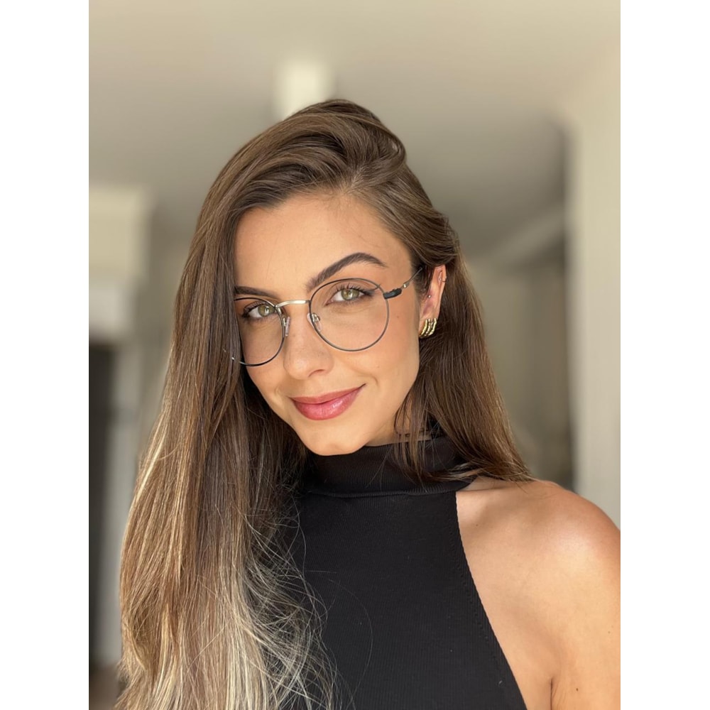 Armação de óculos de grau - Alice 2.0 cod 3805 - preto com prata C3 ...