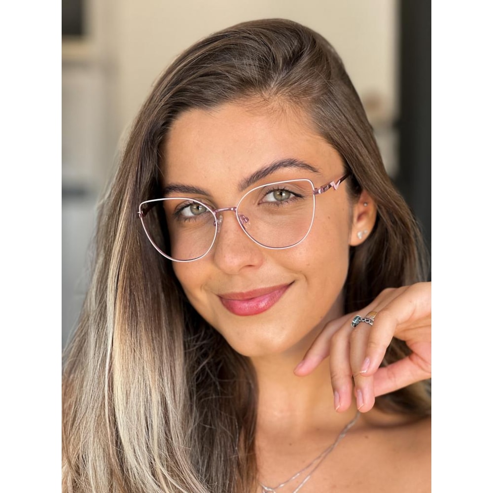 Armação de óculos de grau - Aurora ray 3043 - rose com rose metálico c3 ...