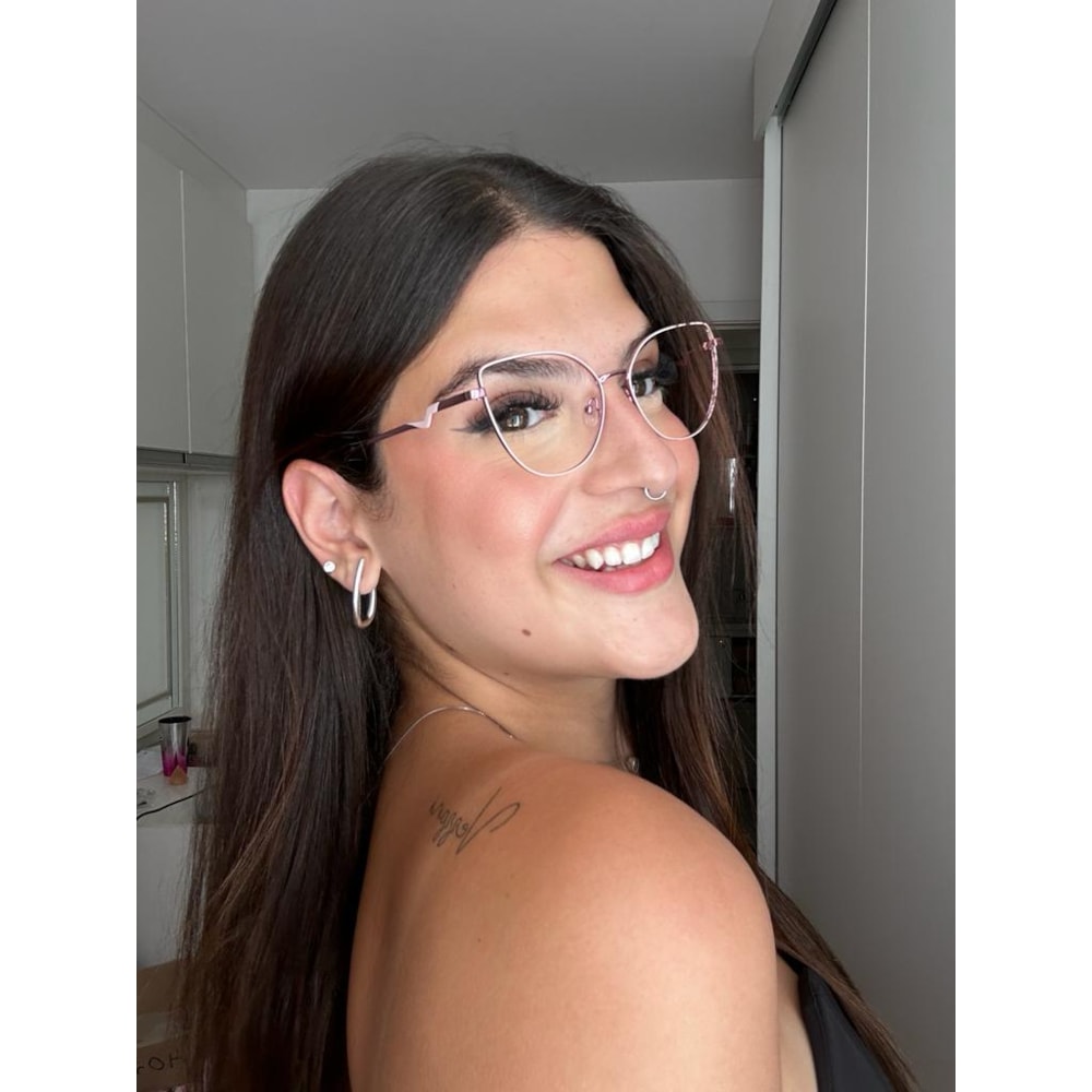 Armação de óculos de grau - Aurora ray 3043 - rose com rose metálico c3 ...