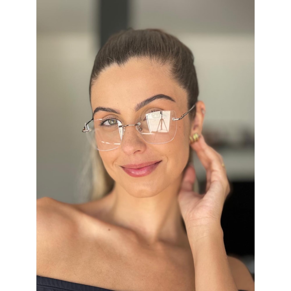 Armação de óculos de grau - Daniela 3 pontos cod 50035 - prata c9 ...