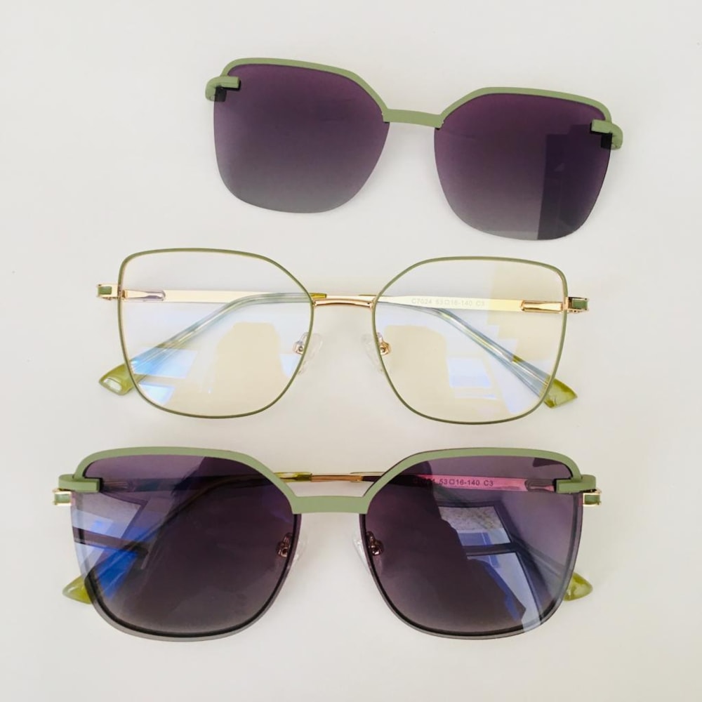 Armação de óculos de grau - Hadija 7024 - verde C3 - Óculos Menina Flor