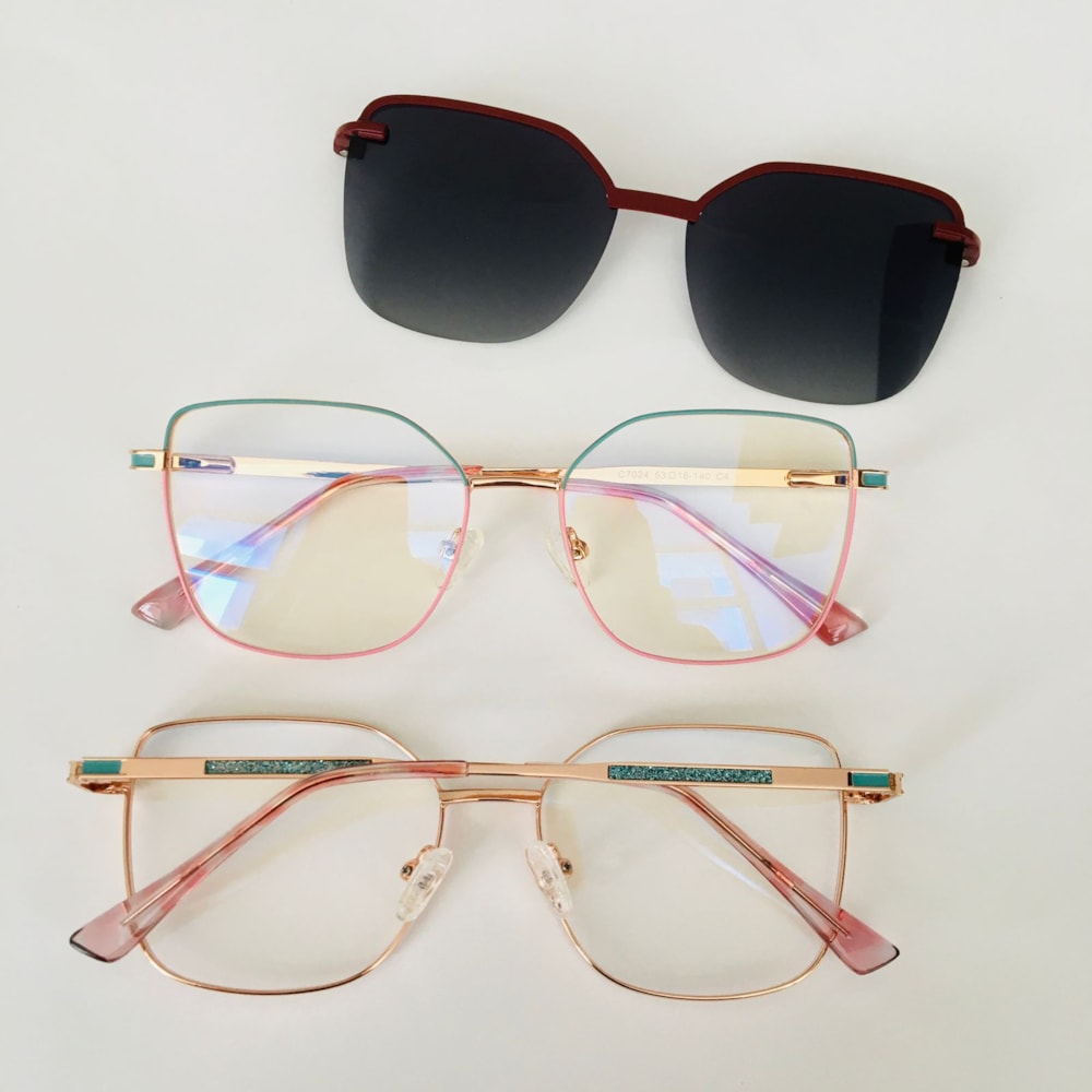 Armação de óculos de grau - Hadija 7024 - verde com rose clip on bordo ...