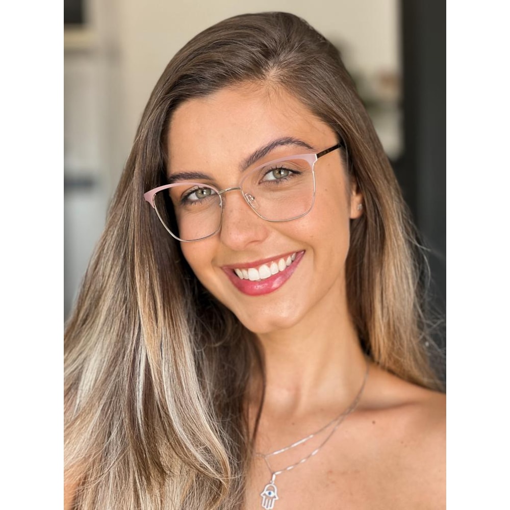 Armação de óculos de grau - Laura Metal 6954 - rose c3 - Óculos Menina Flor