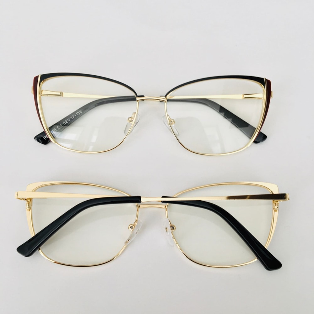 Armação de óculos de grau - Luana 0535 - dourado detalhe preto com ...