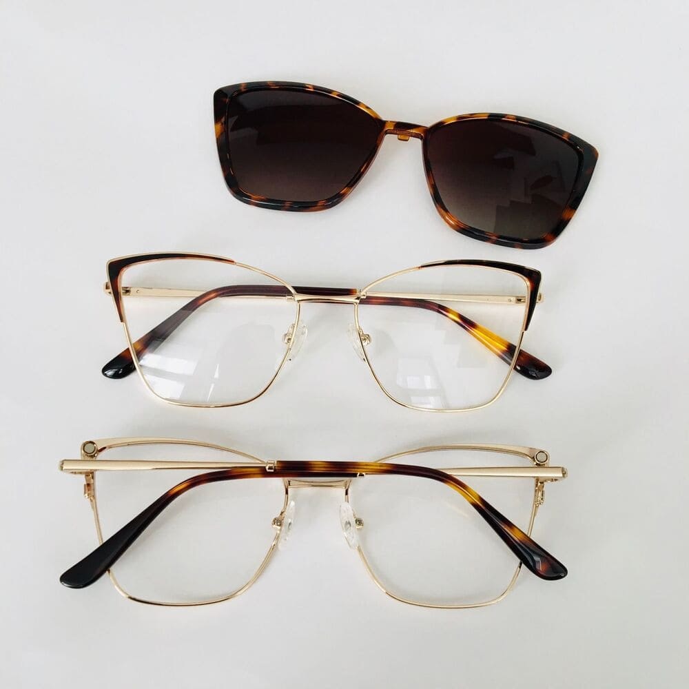 Armação de óculos de grau - Marina C0201 - animal print com dourado c7 ...