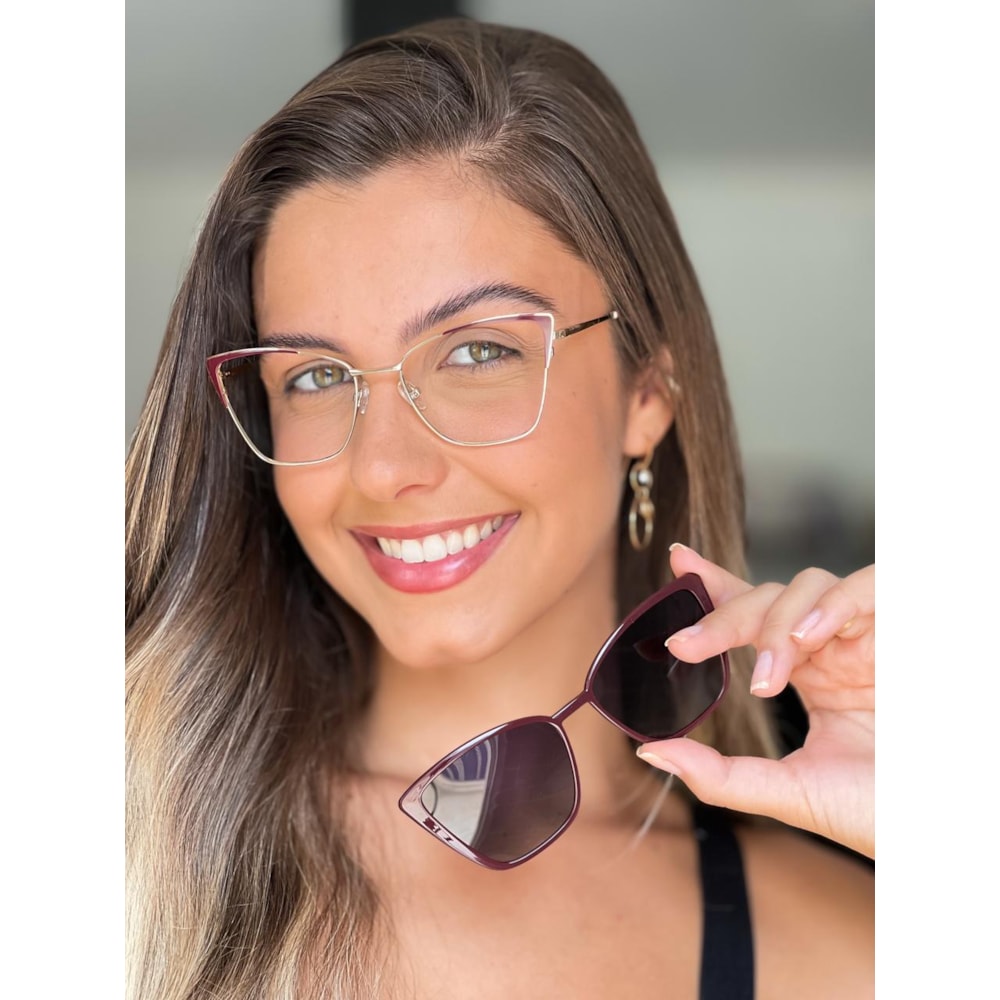 Armação de óculos de grau - Marina C0201 - bordo com dourado c2 ...