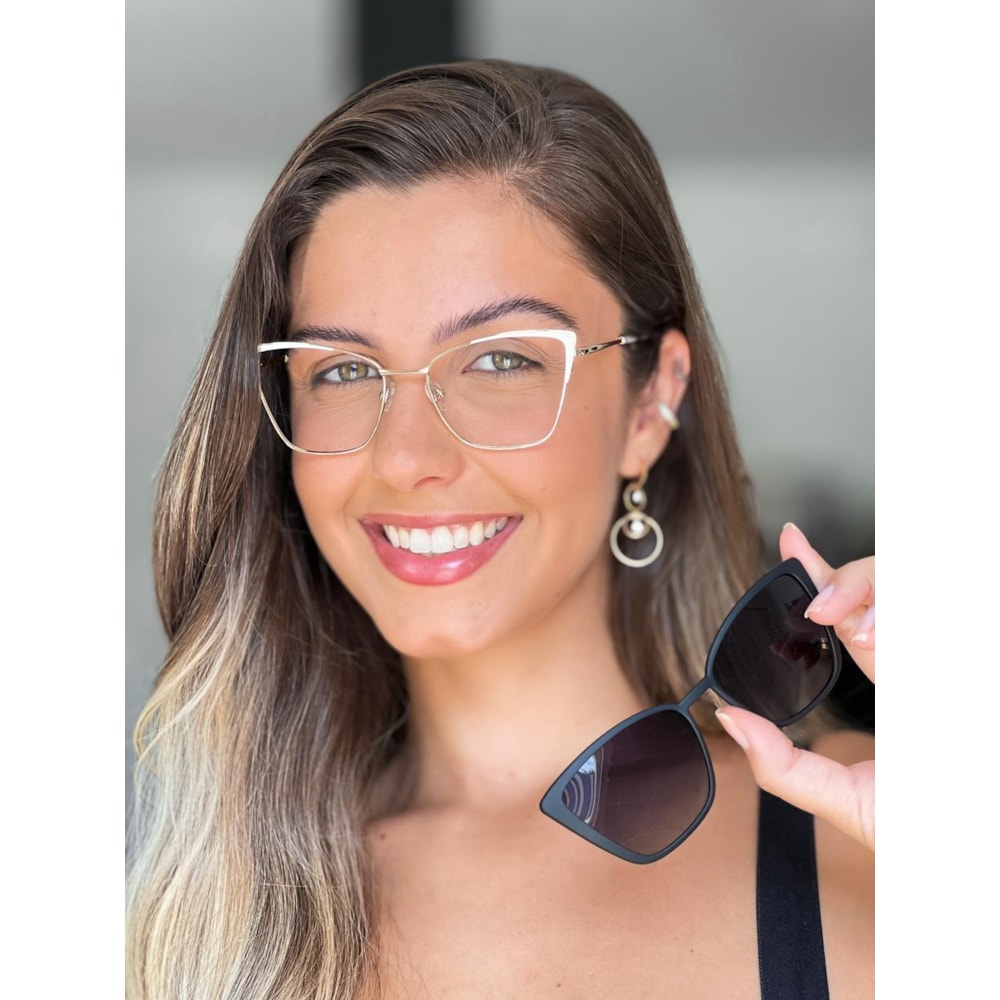 Armação de óculos de grau - Marina C0201 - branco com dourado C8 ...