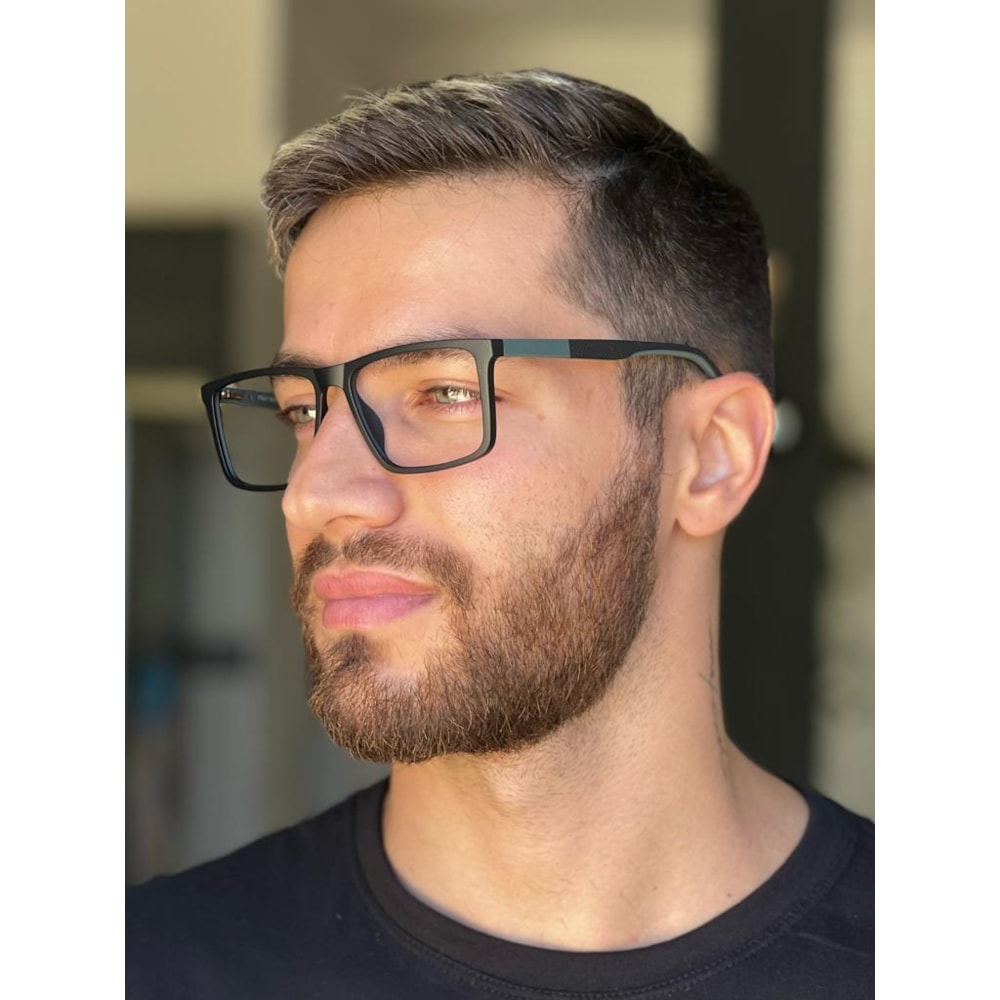 Armação de óculos de grau masculino - Alberto 99115 - preto com detalhe ...