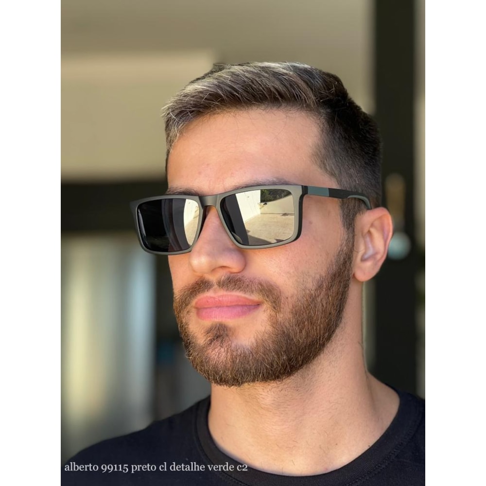 Armação de óculos de grau masculino - Alberto 99115 - preto com detalhe ...