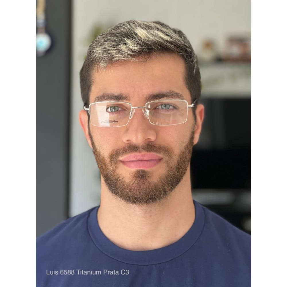 Armação de óculos de grau masculino - Luis 6588 titanium - Prata C3 ...