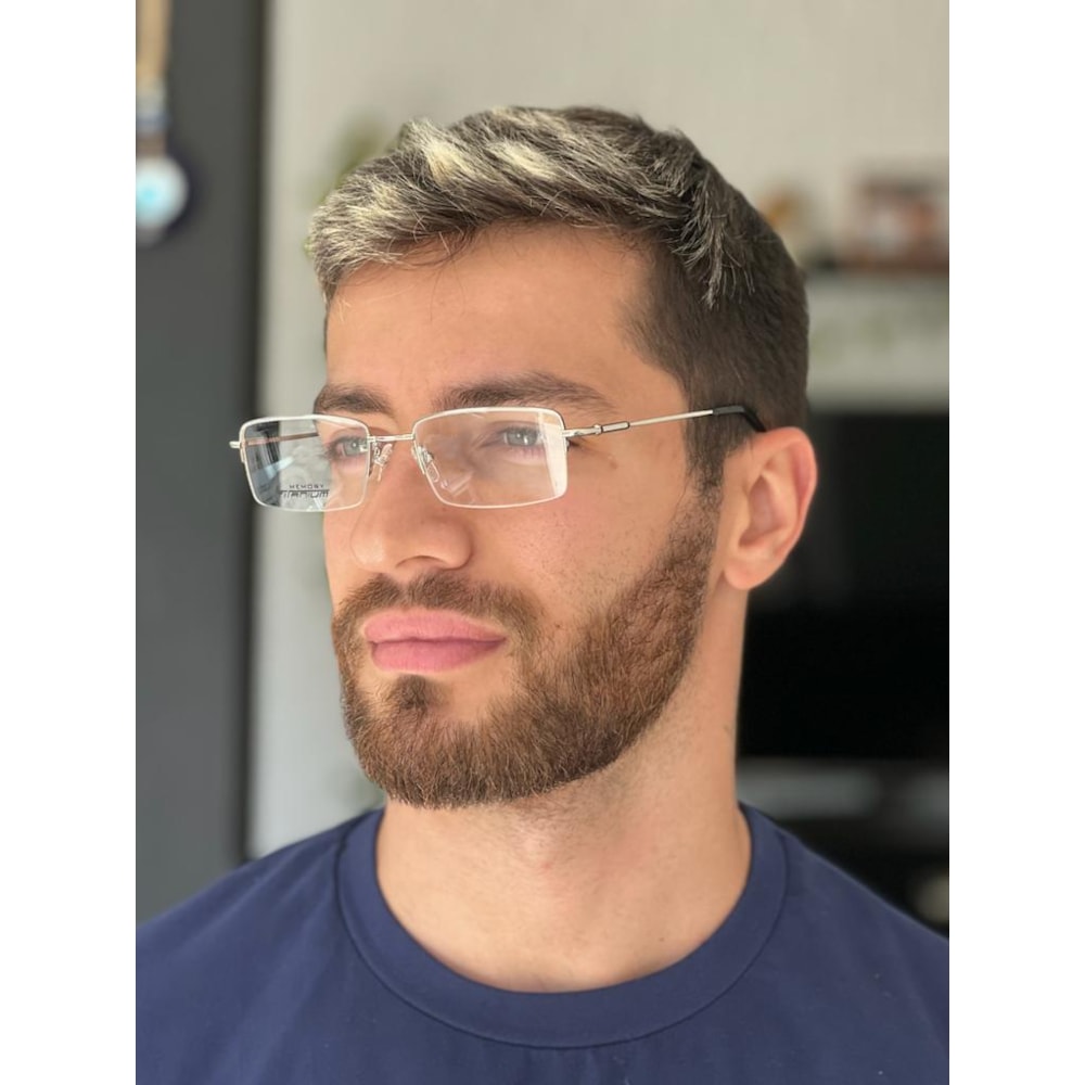 Armação de óculos de grau masculino - Luis 6588 titanium - Prata C3 ...