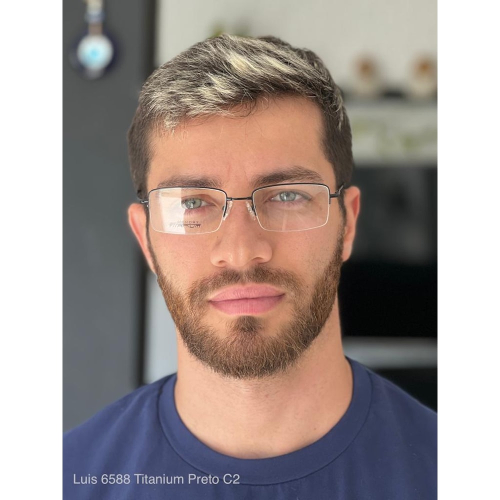 Armação de óculos de grau masculino - Luis 6588 titanium - Preto C2 ...