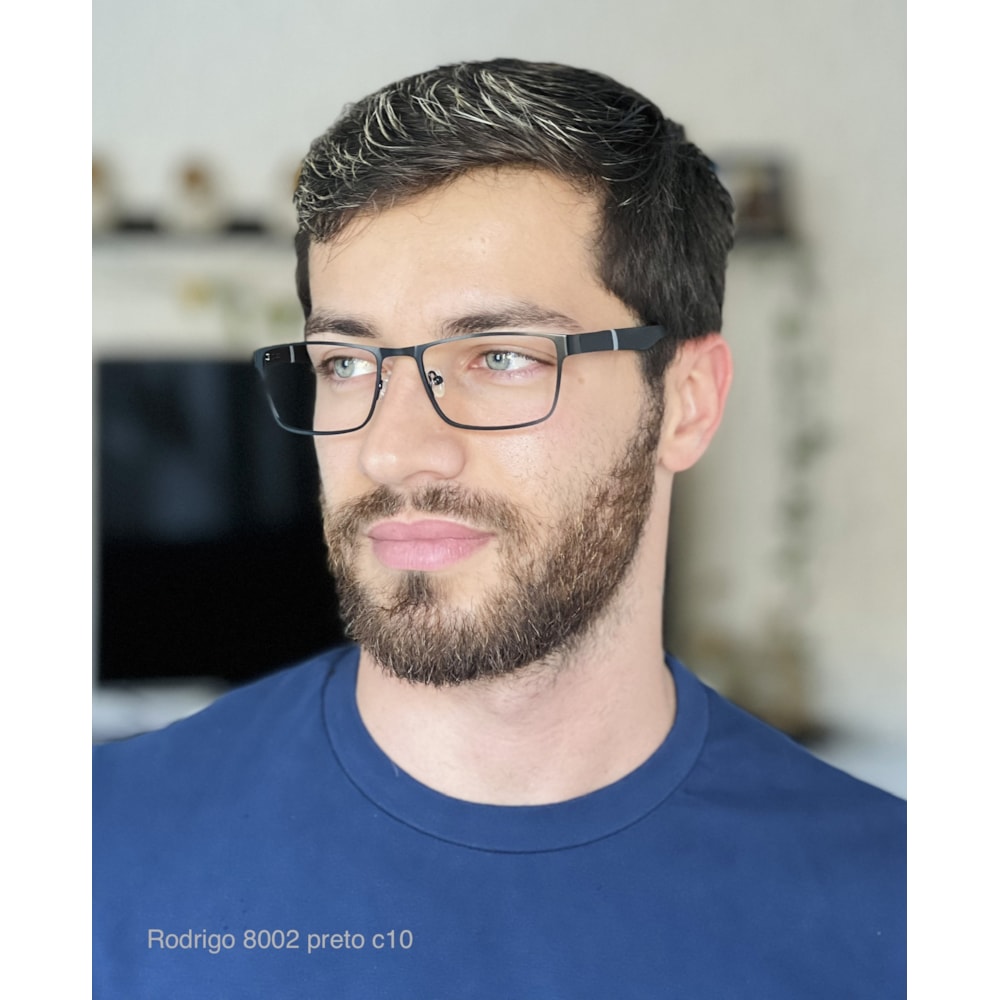 Armação de óculos de grau masculino - Rodrigo 8002 - preto C10 - Óculos ...