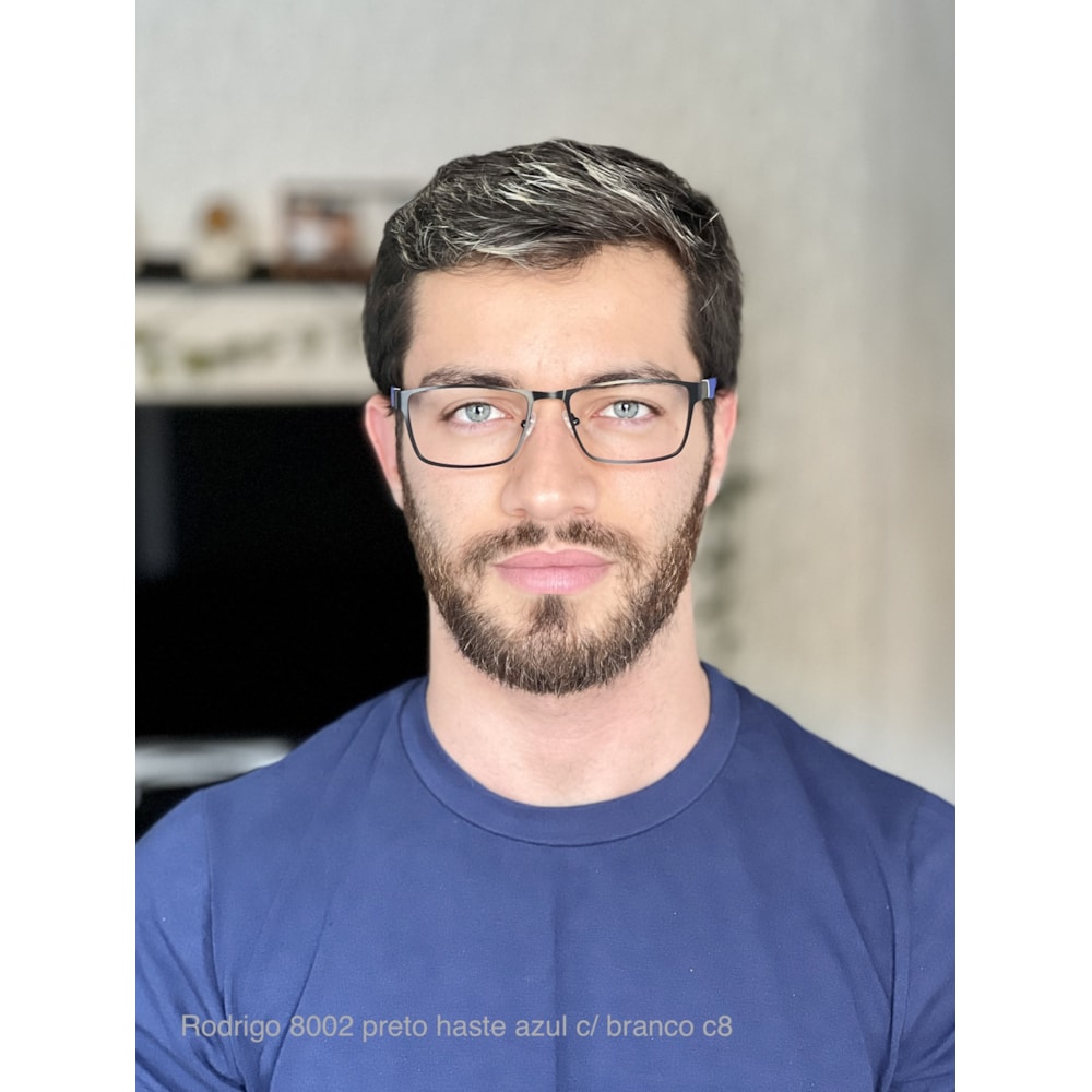 Armação de óculos de grau masculino - Rodrigo 8002 - preto haste azul ...